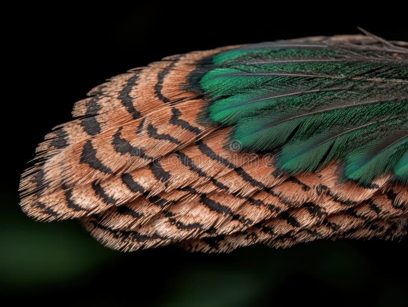 Close-up of Iridescent Green and Brown Pheasant Feathers. Stock ...