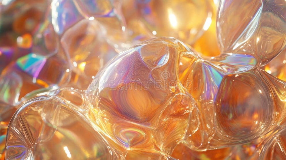 Close-up of Iridescent and Translucent Bubbles Stock Illustration ...