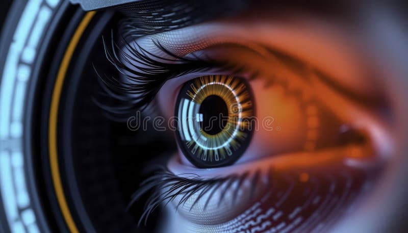 Close Up of Iris Scanner with Digital Interface, Secure, Verification ...