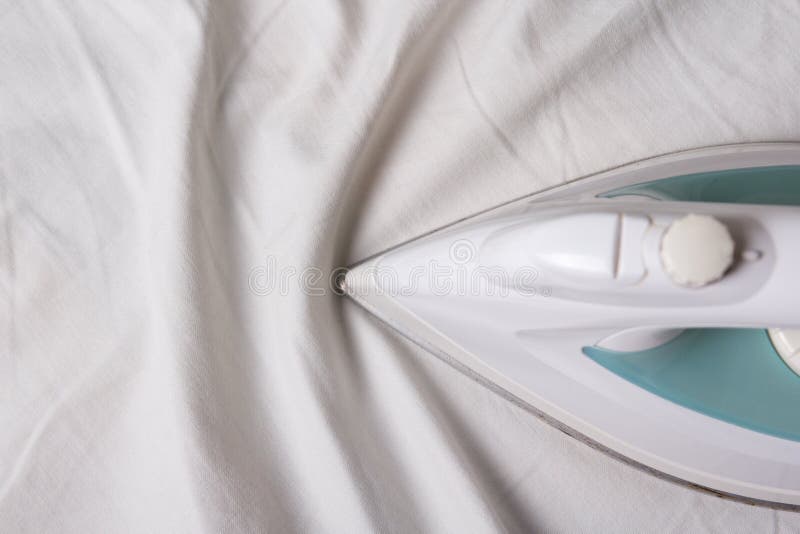 Close Up of Iron Ironing Wrinkled Cotton Linen Stock Photo - Image of ...