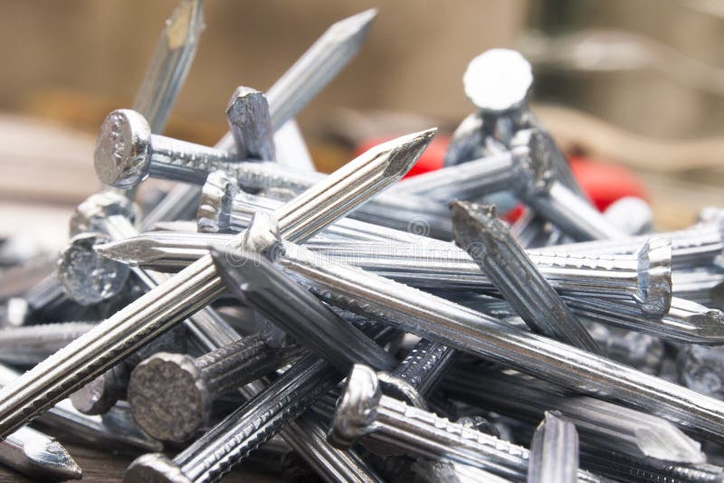 Close up iron nails stock photo. Image of texture, sharp - 59606438