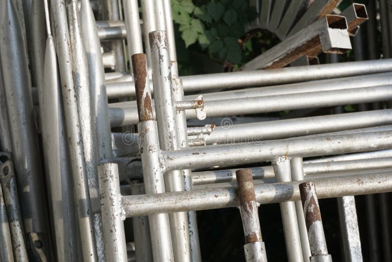 Iron Scaffolding on the Ground Stock Image - Image of steel, rusty ...