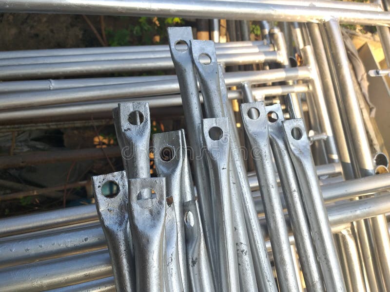 Iron Scaffolding on the Ground Stock Photo - Image of weathered ...