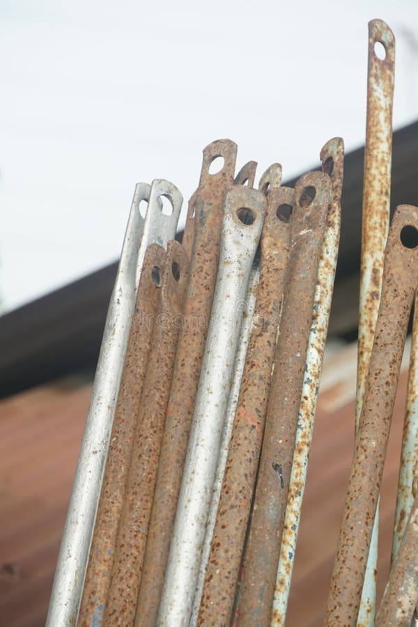 Iron Scaffolding on the Ground Stock Photo - Image of metal, industry ...