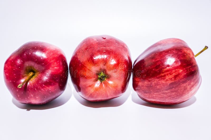 Three fresh red apples stock photo. Image of couple - 153759696
