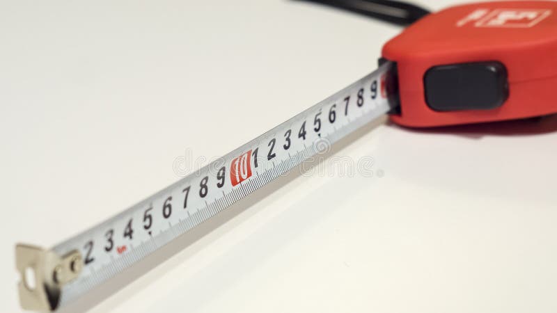 Close-up Isolated Red Tape-line on the White Background Stock Photo ...