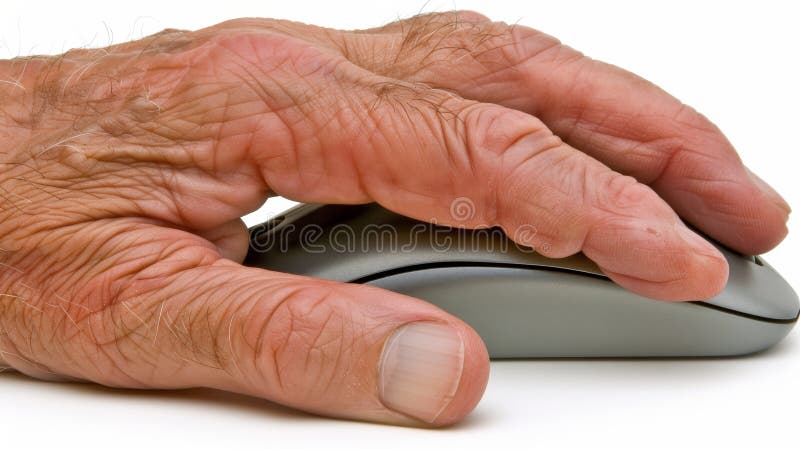 Close-up, Isolated Senior Hand Navigating Technology with a Computer ...
