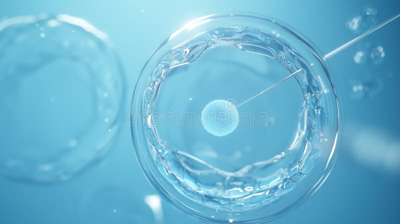 Close Up of IVF Laboratory with Blue Background, Showcasing Needle and ...