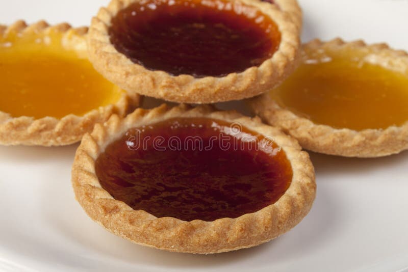 Close Up of Jam Tarts on a White Plate Stock Photo - Image of meal ...