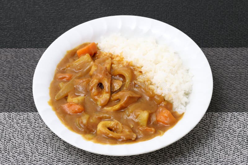 Japanese Curry Rice with Chikuwa on Table Stock Photo - Image of meal ...