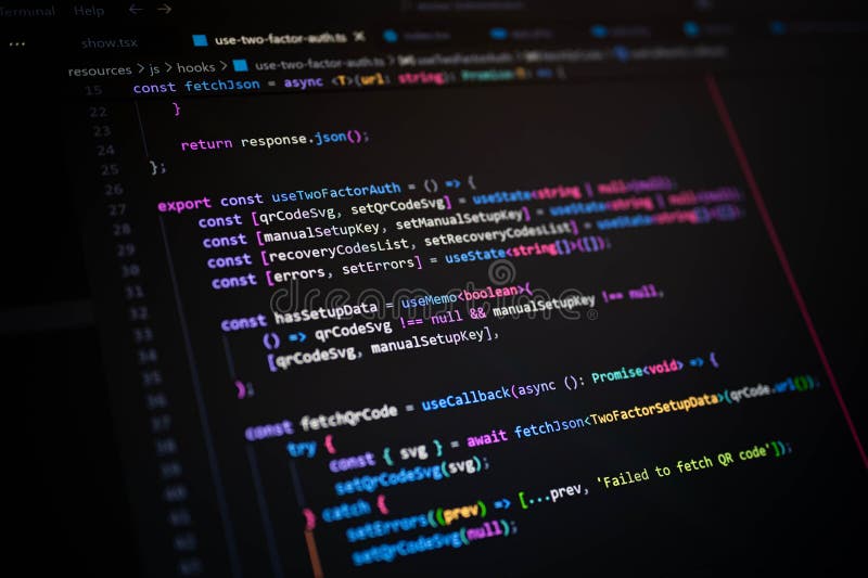 Close-up of JavaScript Programming Interface on a Dark Screen, Illustrating Two-factor ...