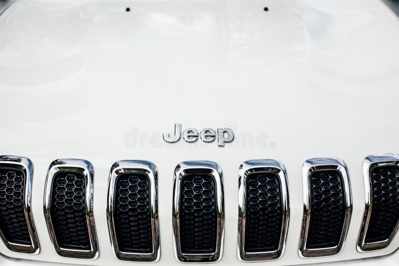 Close Up of Jeep Logo on White Cherokee SUV Editorial Photography ...