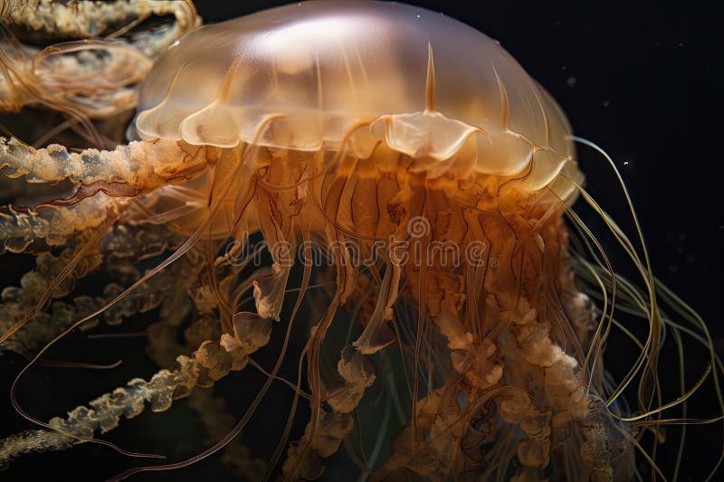 Close-up of Jellyfish, with Its Tentacles and Stinging Cells Visible ...