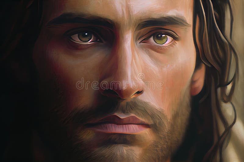 Close-up of Jesus& X27; Face, with Peaceful and Serene Expression Stock ...