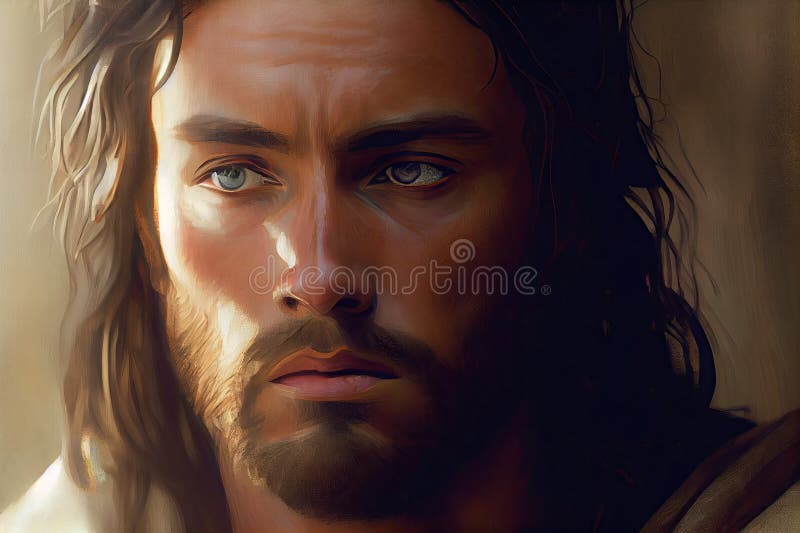 Close-up of Jesus& X27; Face, with Peaceful and Serene Expression Stock ...