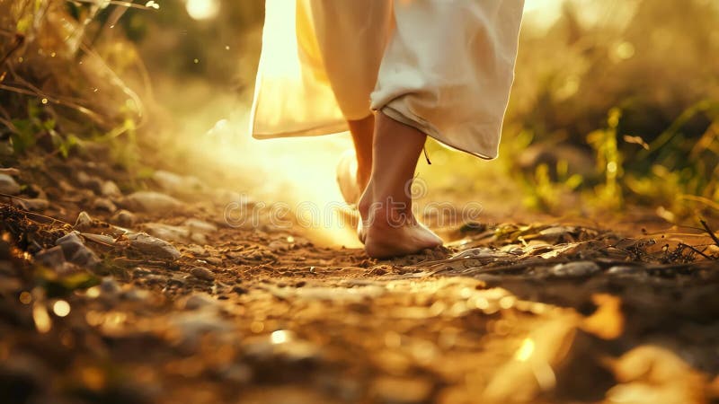 Walking Barefoot through Lush Green Forest Scene Footage Stock Video ...