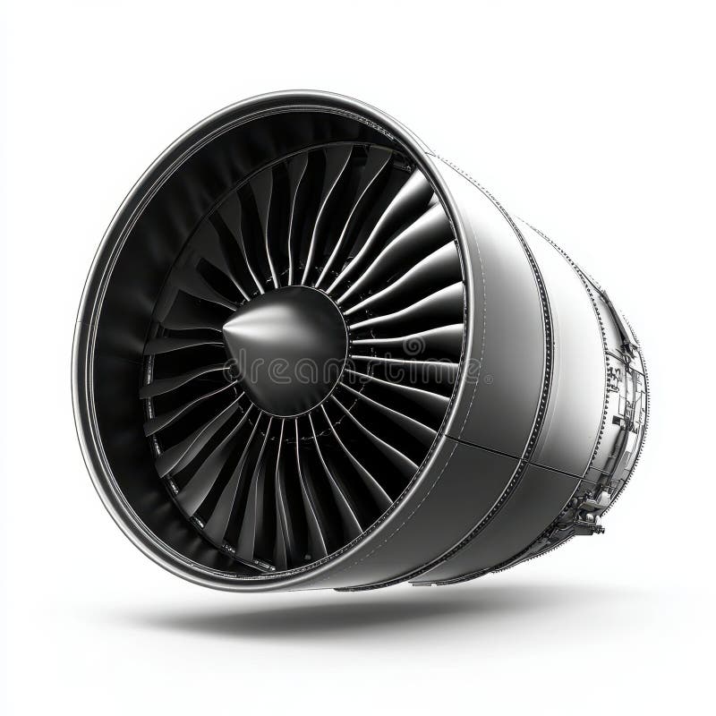 A Close Up of a Jet Engine with a Black and Silver Color Scheme Stock ...