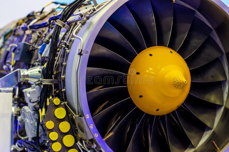 Close-up of Jet Engine. Engine Maintenance Stock Image - Image of check ...