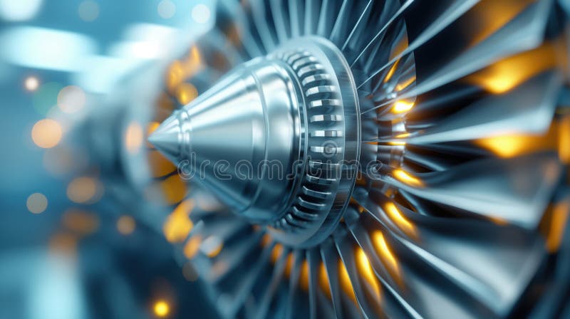 Close-up of a Jet Engine with Mechanical Details, Aerospace Engineering ...