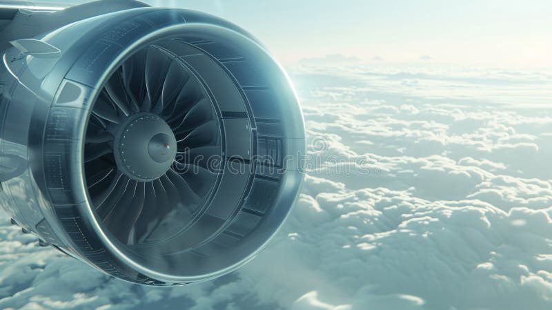 Close Up of a Jet Engine Running on Biofuel with a Clear Pollution Free ...