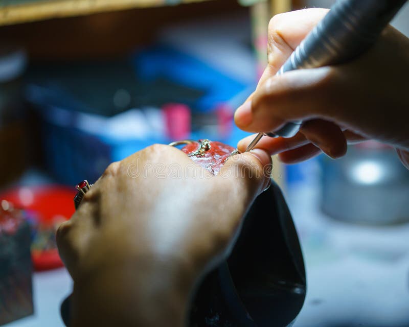 Close Up of a Jeweler`s Hands Doing a Repair. Stock Image - Image of ...