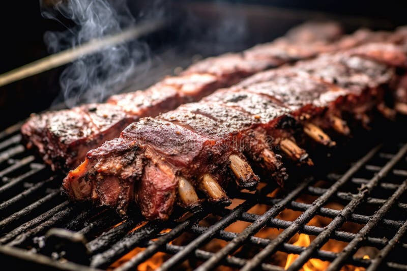 Close-up of Juicy Bbq Ribs in a Smoker Stock Illustration ...