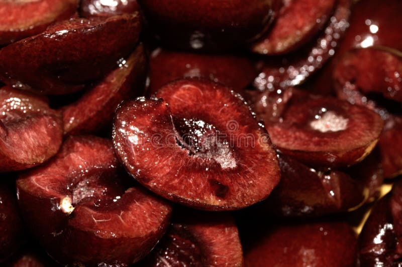 Close Up of Juicy Chopped Cherry Fruits Stock Photo - Image of bright ...