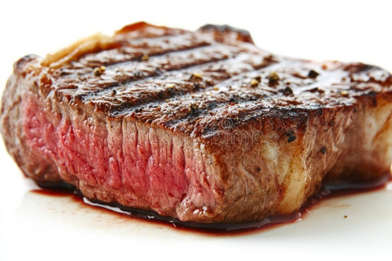 Close-up Juicy Grilled Steak Focus on Texture and Grill Marks ...