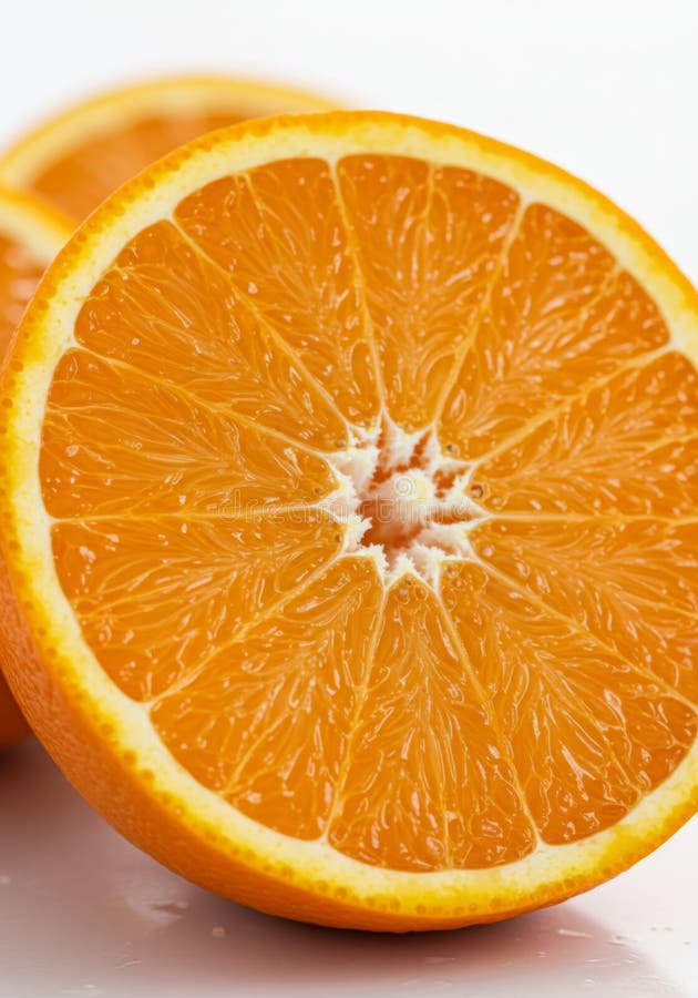 Close Up of a Juicy Orange Slice on White Background Stock Illustration - Illustration of summer ...