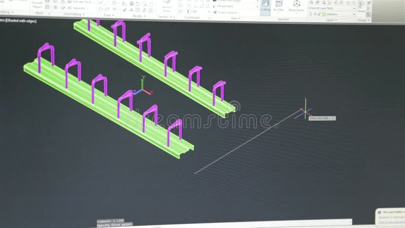 Close Up of Just Computer Screen Showing Autocad Engineering Design ...