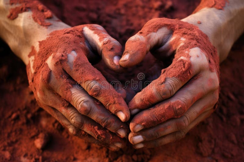 Close-up of Kabaddi Players Hand Smeared with Red Soil Stock Photo ...