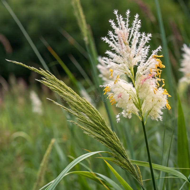A Close Up of a Kans Grass Flower Stock Illustration - Illustration of ...