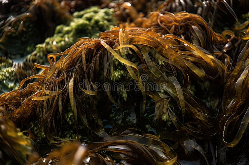 Close-up of Kelp Fronds and Their Feathery Texture Stock Illustration ...