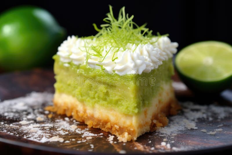 Close-up of Key Lime Pie Slice with Textured Crust Stock Photo - Image ...