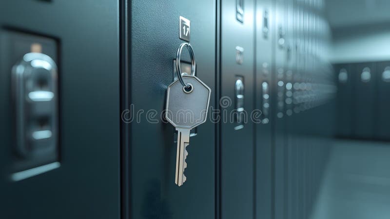 Close-Up of Key in Locker Lock,Secure Storage Concept, Blue-Toned ...