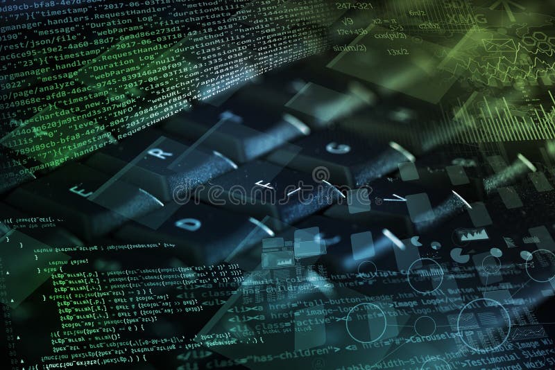 Close-up Keyboard with Coding Concept Stock Image - Image of coder ...