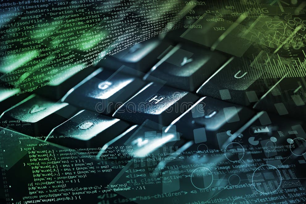 Close-up Keyboard with Coding Concept Stock Image - Image of button ...