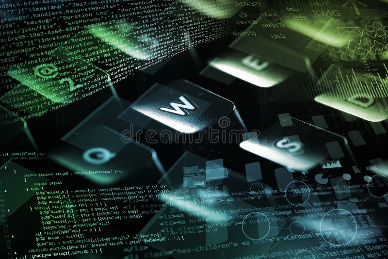Close-up Keyboard with Coding Concept Stock Image - Image of coder ...