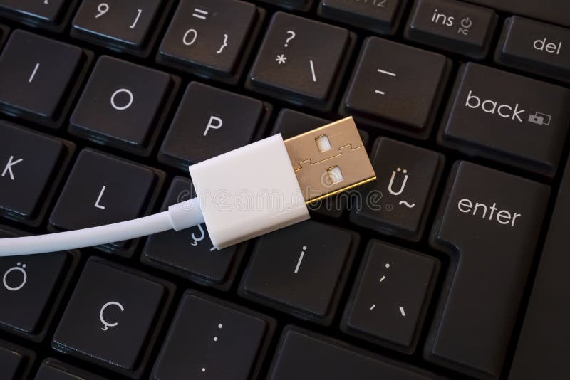 Keyboard and Connecting Cables Stock Image - Image of close, equipment ...