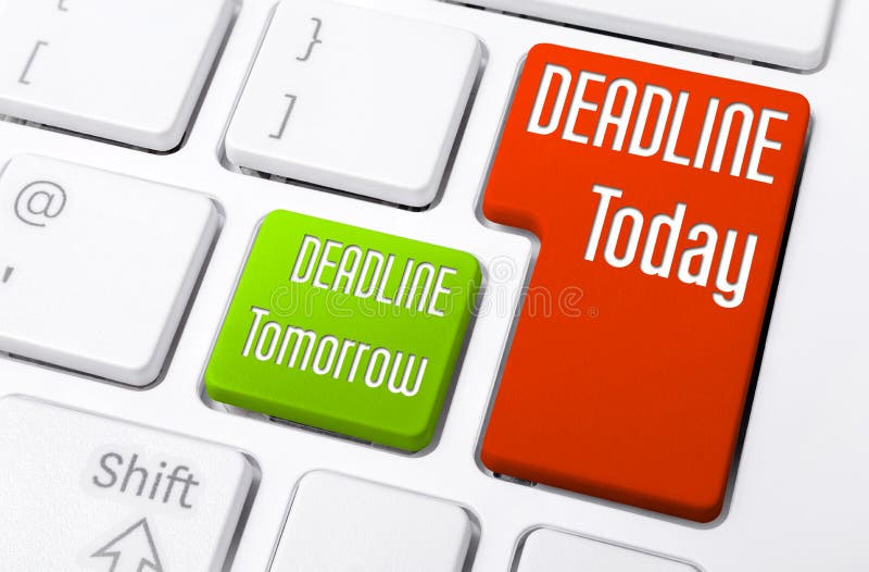 Close Up of a Keyboard with Deadline Today and Tomorrow Buttons Stock ...