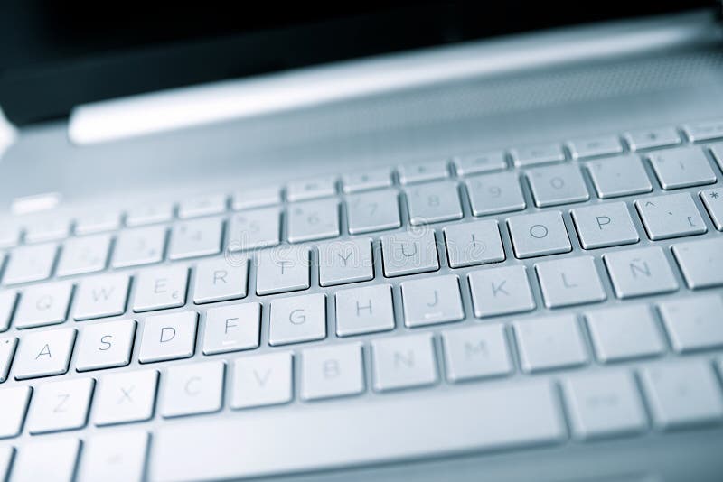Close-up of the Keyboard of a Gray Laptop Computer Stock Photo - Image ...