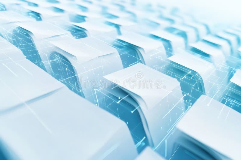 Abstract View of Digital Keyboard Keys with Glowing Tech Patterns in a ...