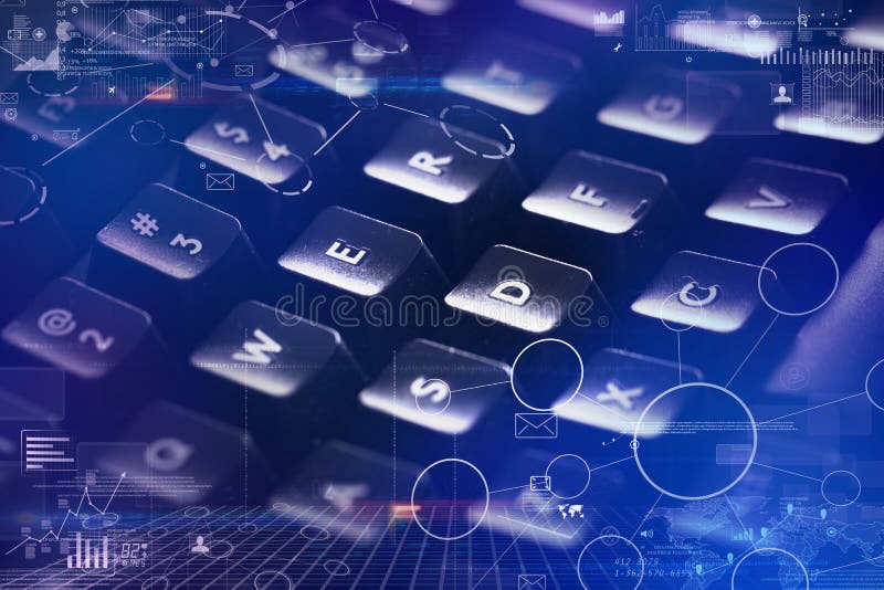 Close-up Keyboard with Link and Communication Concept Stock Image ...
