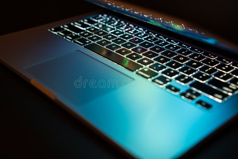 Close Up of Keyboard of a Modern Laptop. Laptop Backlit Keyboard ...