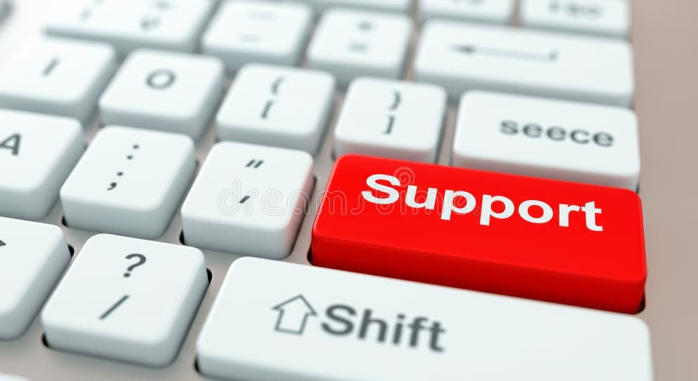 Close-up of Keyboard with Red Support Key Highlighted for Technical ...