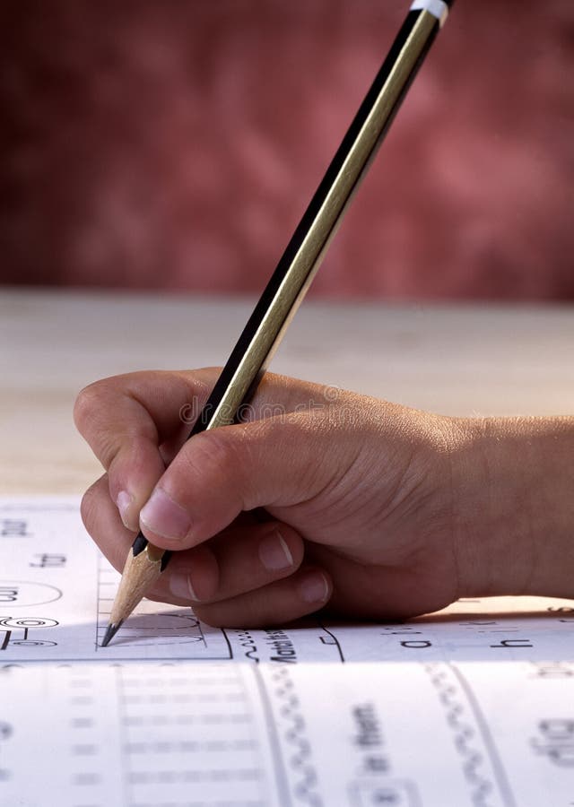 Close Up of Kid Hand Writing Stock Photo - Image of hand, pencil: 49414106