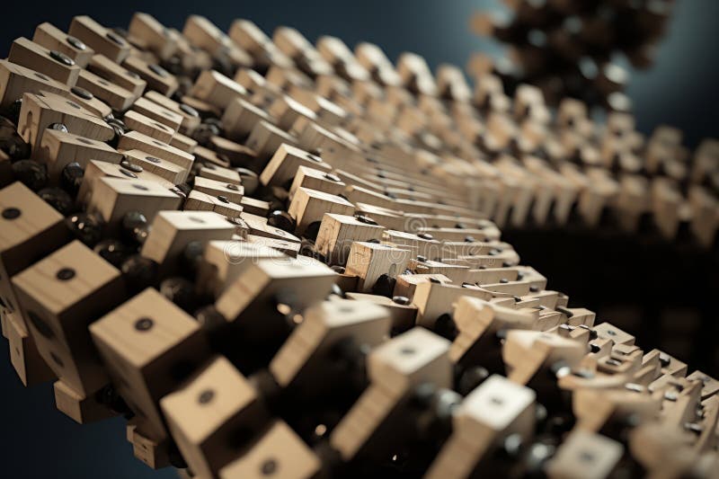 A Close Up of Kinetic Dominoes Falling in a Chain Reaction Stock ...