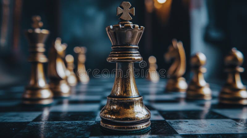 Close-up of a King Chess Piece on a Chessboard in a Dramatic Scene ...
