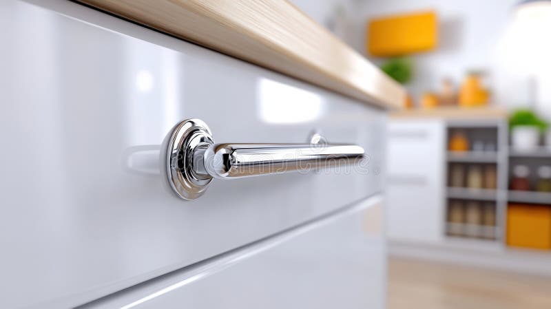 A Close Up of a Kitchen Cabinet with Some Drawers and Knobs, AI Stock ...