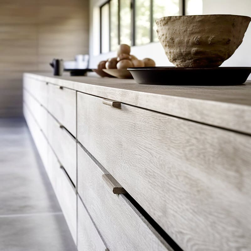 Close Up of Kitchen Cabinets with Drawers. Minimalist Modern Interior ...